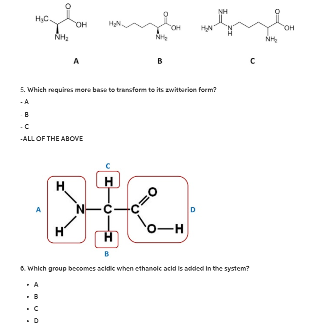 Solved i NH H3C OH H2N. HN OH OH NH2 NH2 NH2 A B с 5. Which | Chegg.com