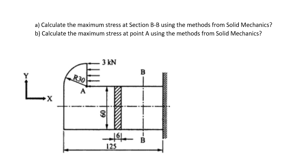 Solved a) Calculate the maximum stress at Section B-B using | Chegg.com