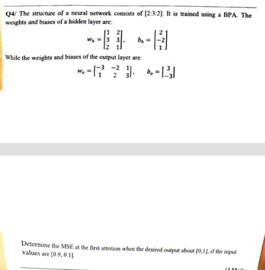 Solved Determine the MSE at ﻿the first attrition when the | Chegg.com