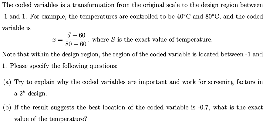 Solved The coded variables is a transformation from the | Chegg.com