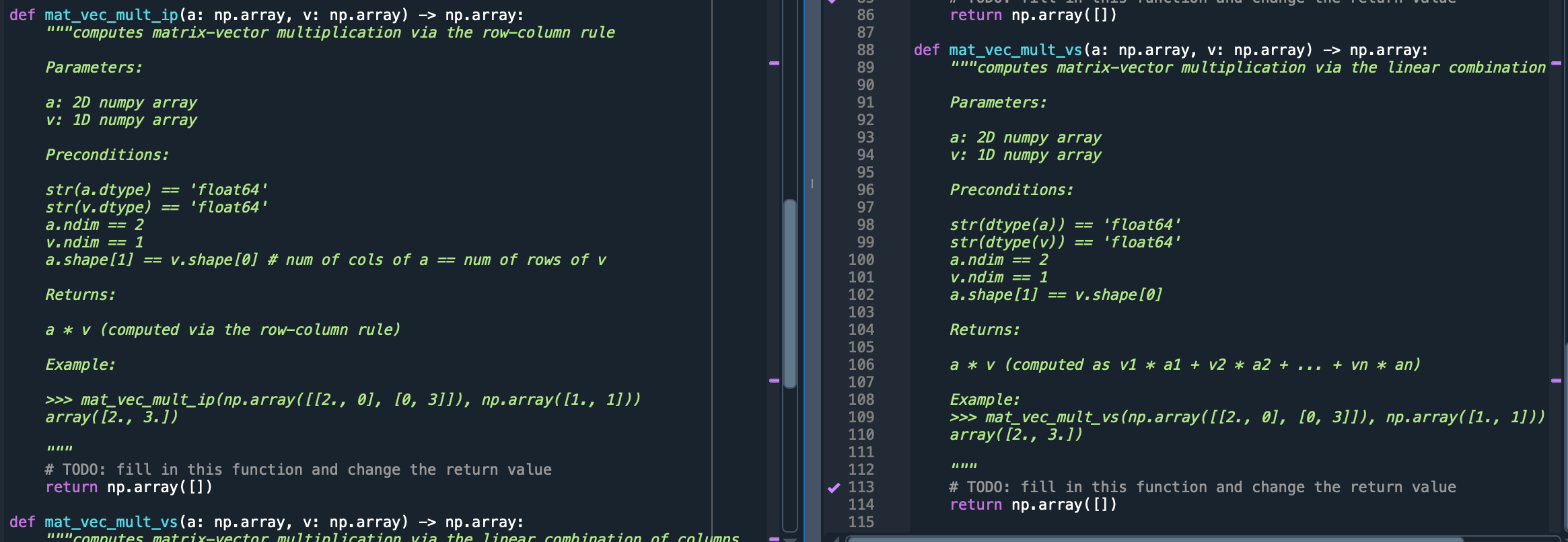 Solved import numpy as np def inner_product(u: np.array, v: | Chegg.com