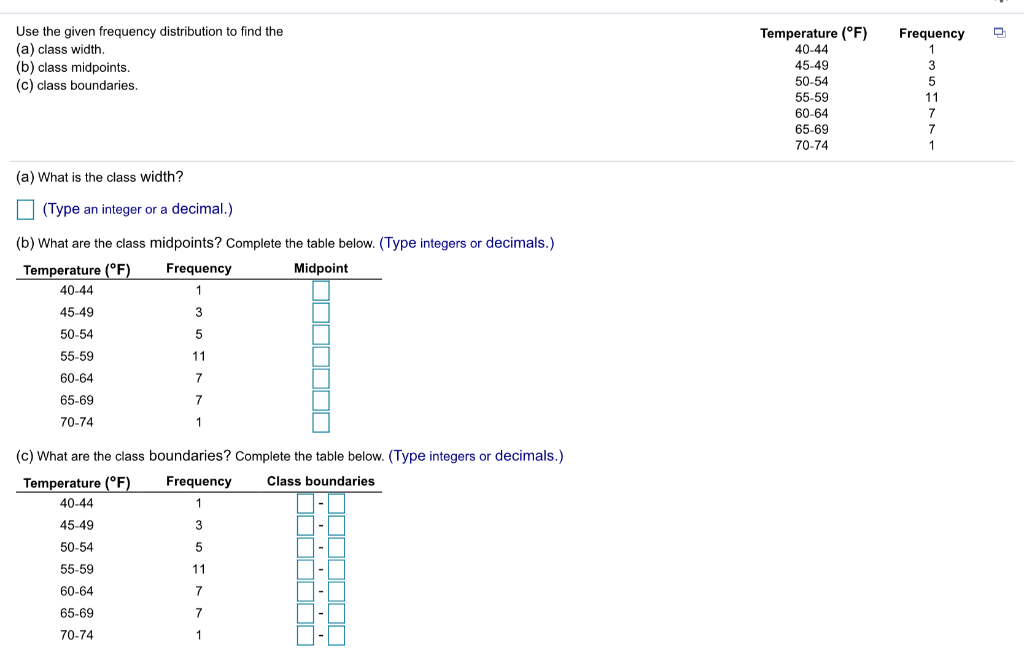 Solved Use The Given Frequency Distribution To Find The A
