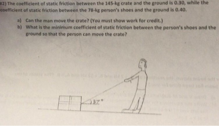 Solved 2) The coefficient of static friction between the | Chegg.com