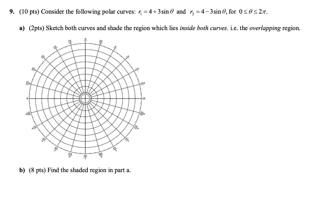 Solved 9. (10 pts) Consider the following polar curves: n = | Chegg.com