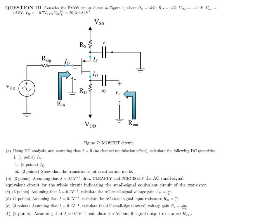 Solved QUESTION III. Consider the PMOS circuit shown in | Chegg.com