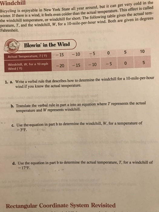 Solved Windchill und, but it can get very cold in the lled | Chegg.com