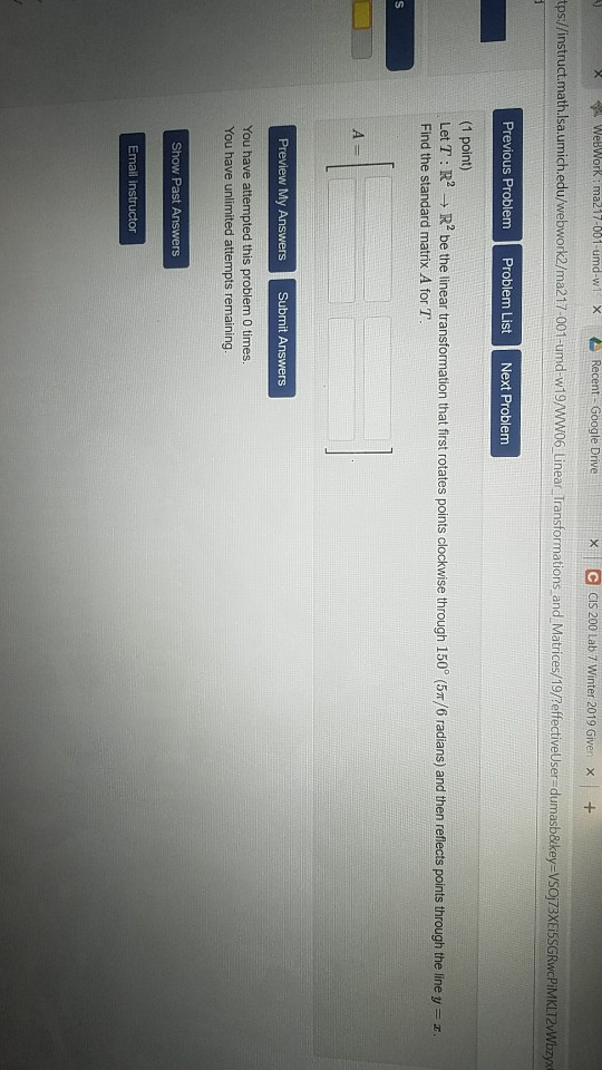 WebWork : ma217-001-umd-wis X Recent -Google Drive | Chegg.com