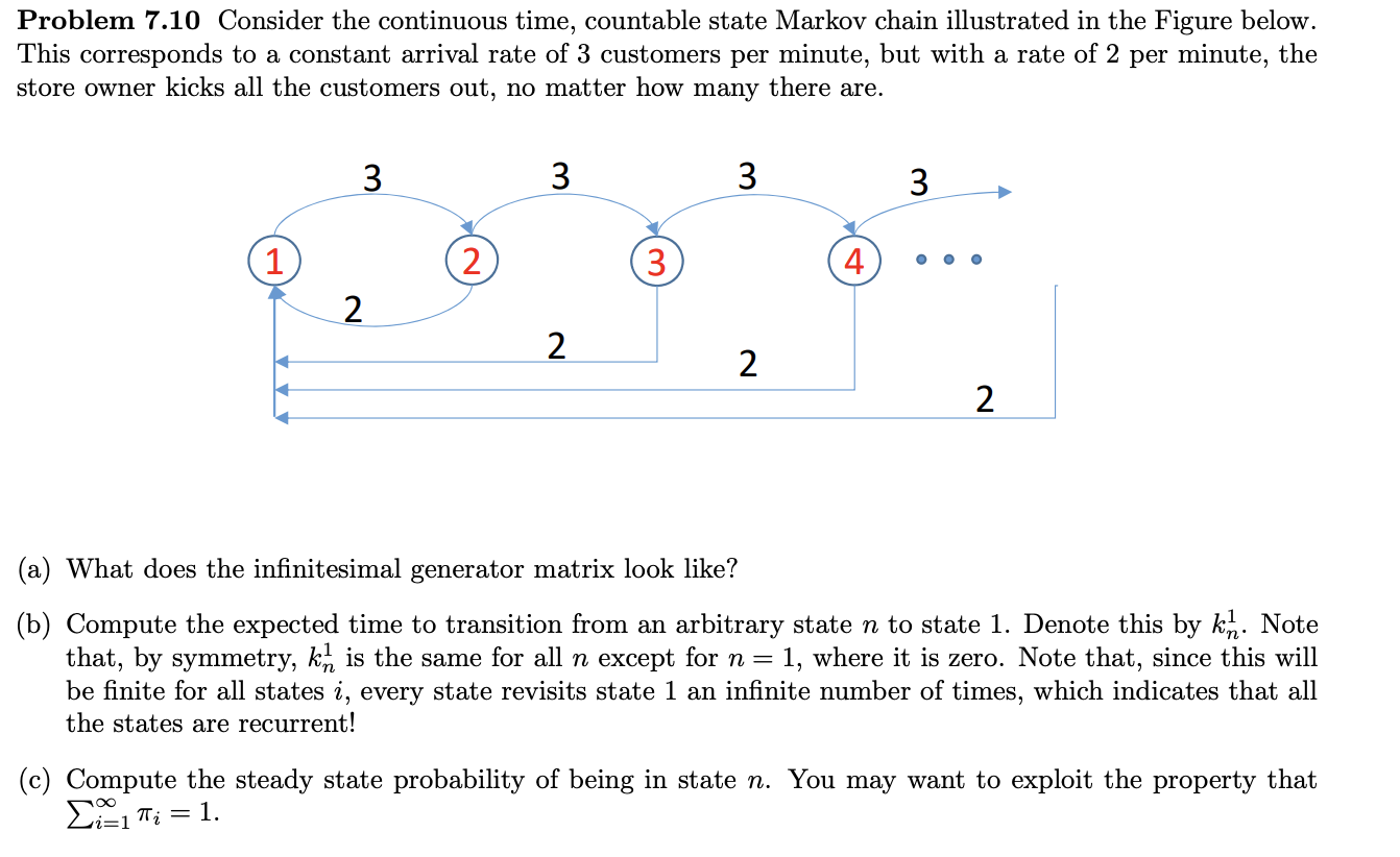 Problem 7.10 Consider the continuous time, countable | Chegg.com
