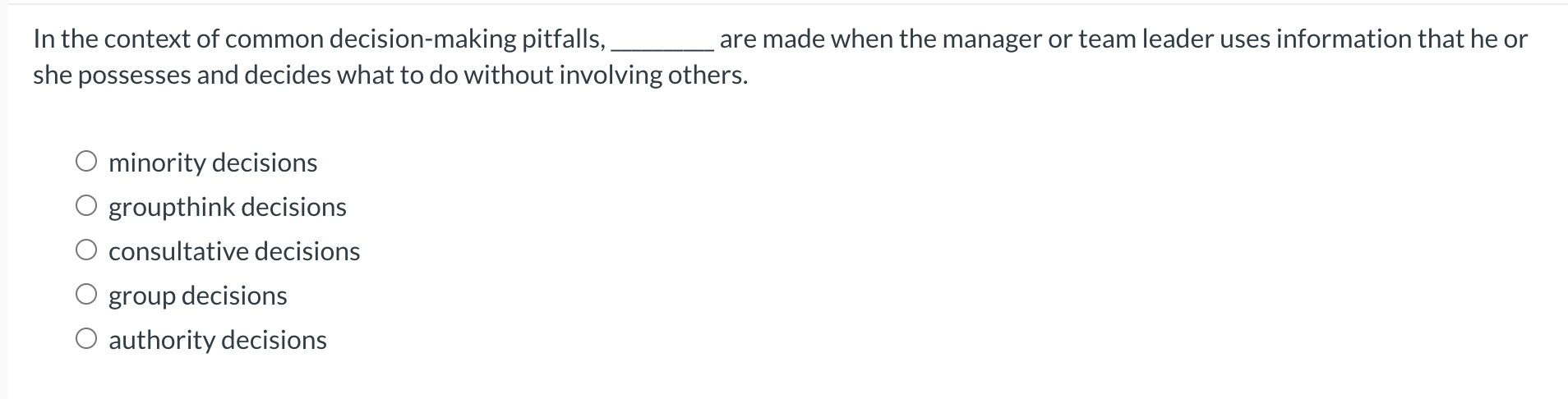 Solved In the context of common decision-making pitfalls, | Chegg.com