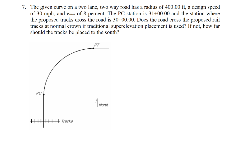 7. The given curve on a two lane, two way road has a | Chegg.com
