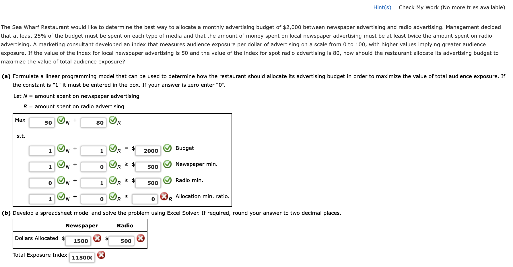 Solved maximize the value of total audience exposure? the | Chegg.com