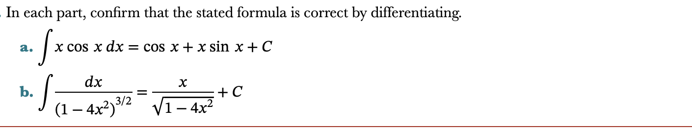 Solved In each part, confirm that the stated formula is | Chegg.com