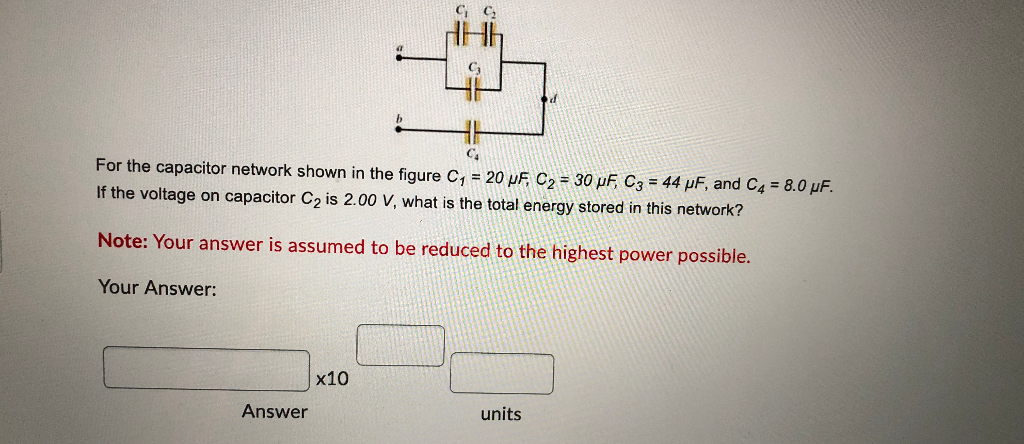 Solved For the capacitor network shown in the figure C1 = 20 | Chegg.com