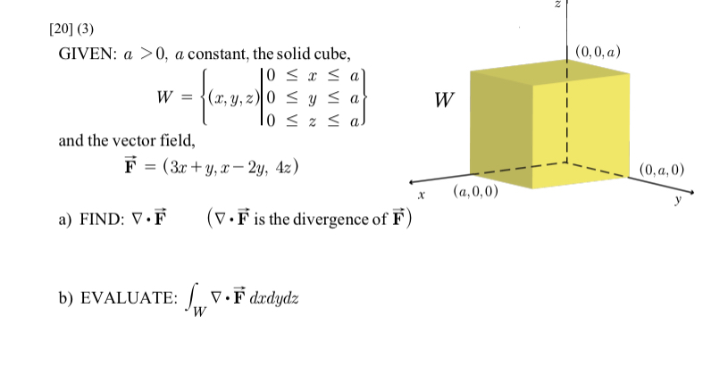 Solved GIVEN: a>0,a constant, the solid cube, | Chegg.com