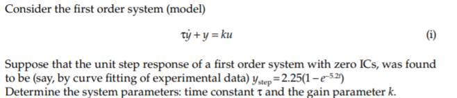 Solved Consider the first order system (model) ty ty ku | Chegg.com