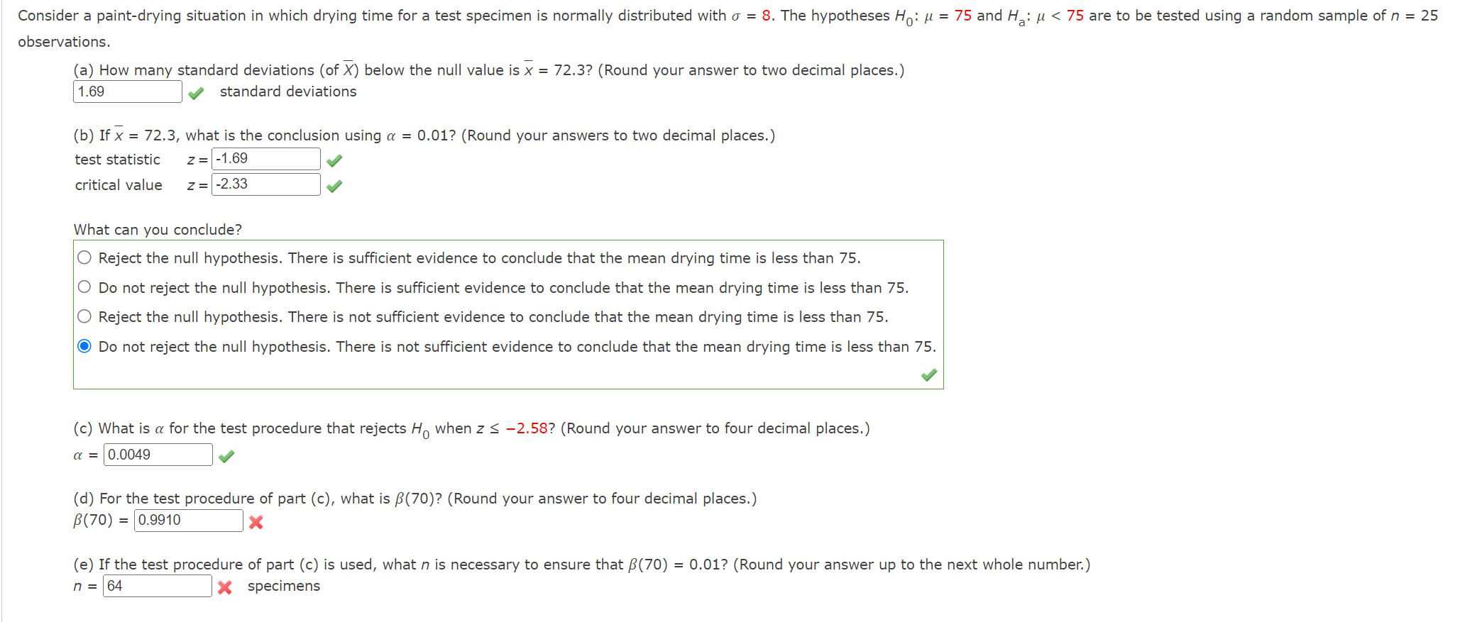 Solved observations. (a) How many standard deviations (of Xˉ | Chegg.com