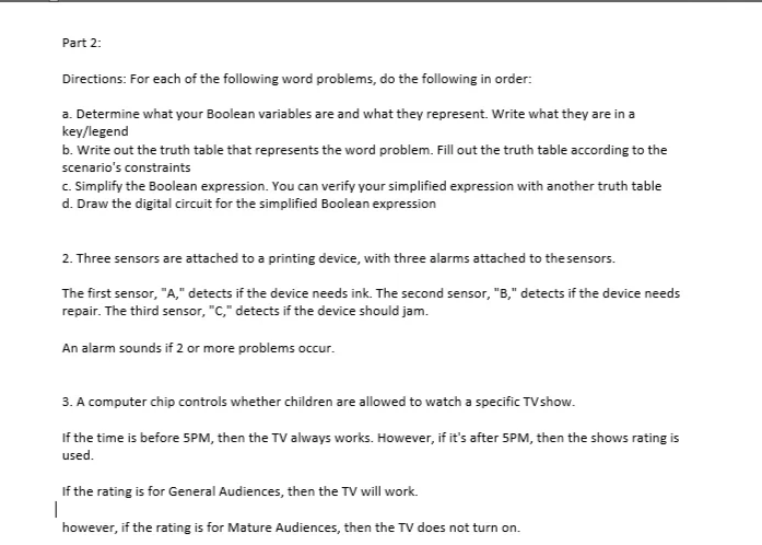 Solved Directions: For each of the following word problems, | Chegg.com