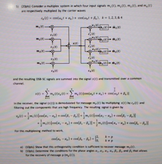 Solved 5) (20pts) Consider a multiplex system in which four | Chegg.com