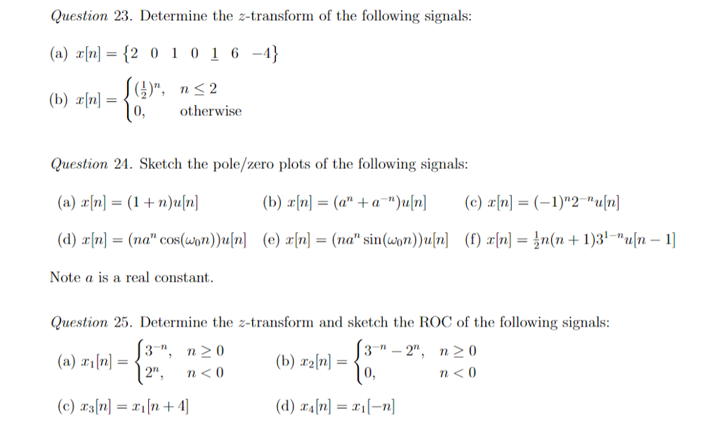 Solved Question 23 Determine The Z Transform Of The
