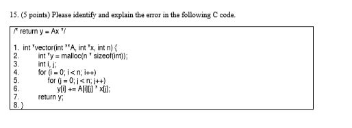 Solved code. 15. (5 points) Please identify and explain the | Chegg.com