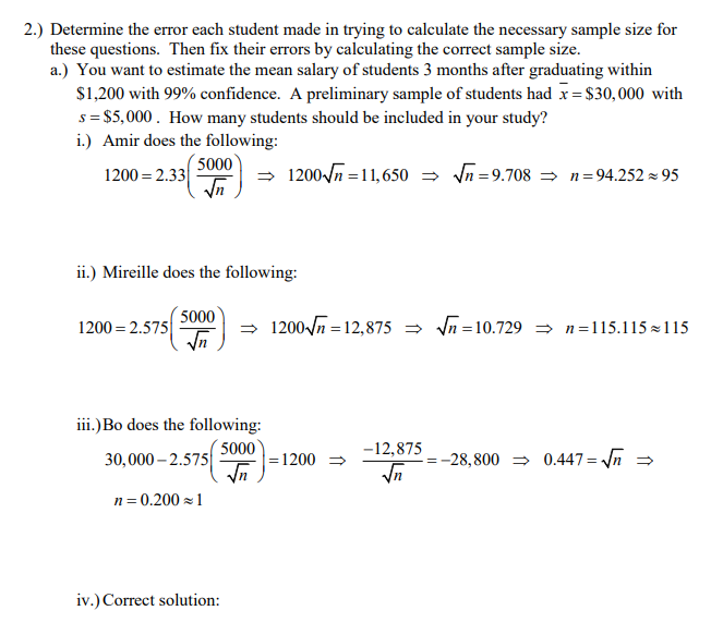 Solved Determine the error each student made in trying to | Chegg.com