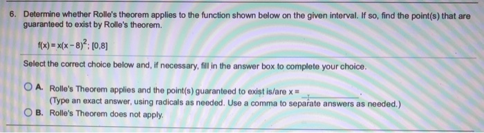 Solved 6 Determine Whether Rolles Theorem Applies To The