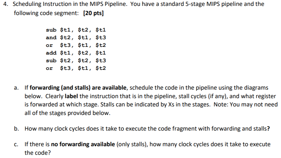 (Solved) : 4 Scheduling Instruction Mips Pipeline Standard 5 Stage Mips ... (Solved) : 4 Scheduling Instruction Mips Pipeline Standard 5 Stage Mips ...