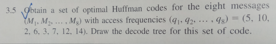 Solved 3 5 Obtain A Set Of Optimal Huffman Codes For The