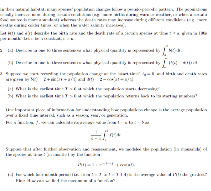 Solved In their natural habitat, many species' population | Chegg.com