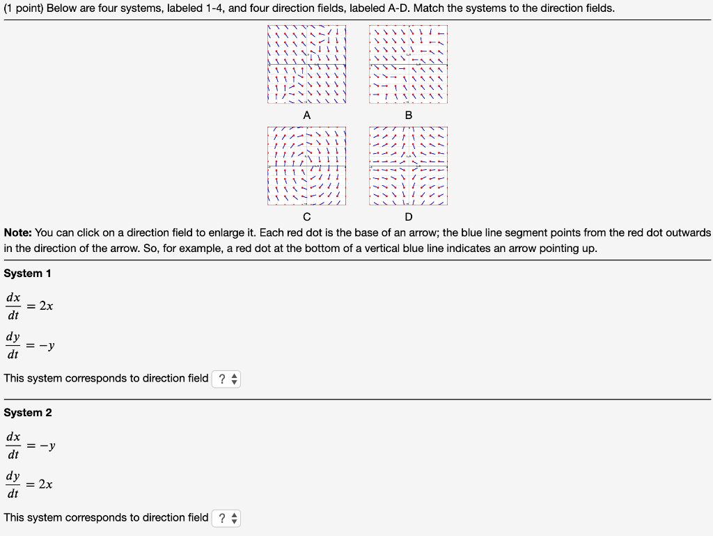 Solved (1 point) Below are four systems, labeled 1-4, and | Chegg.com