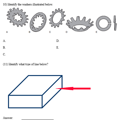 Solved 10) Identify the washers illustrated below. A. B. C. | Chegg.com