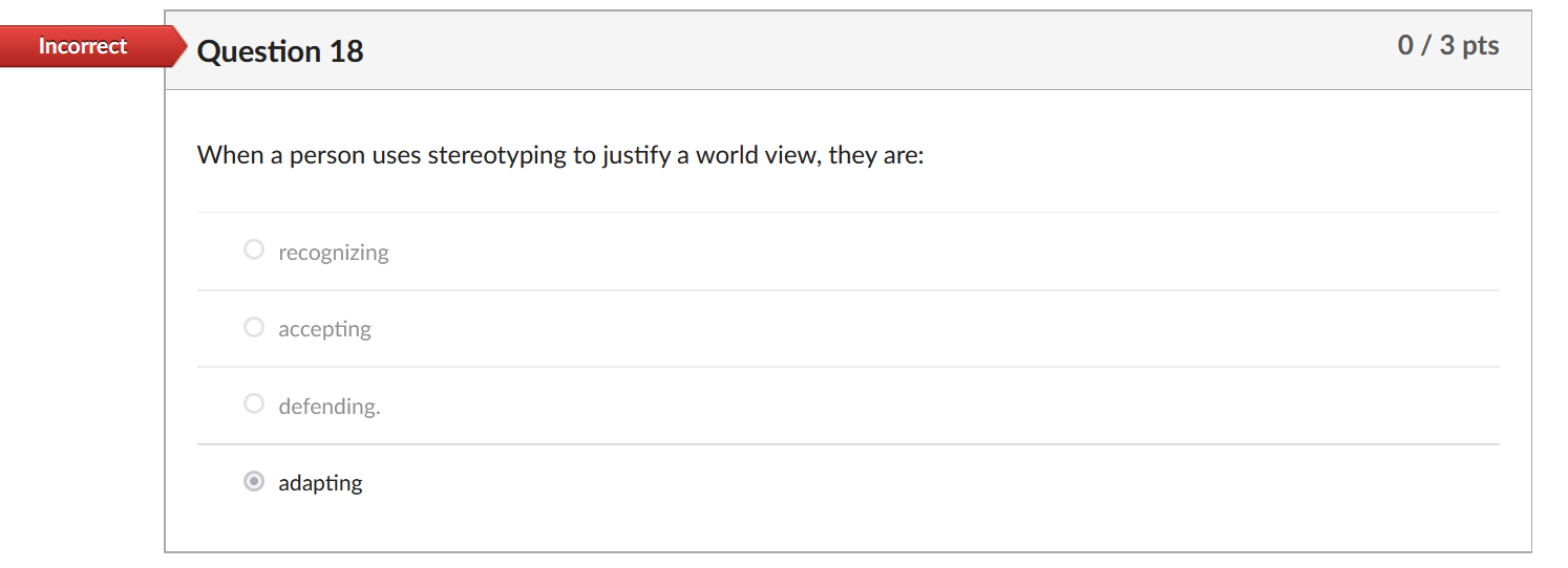 Solved When a person uses stereotyping to justify a world | Chegg.com