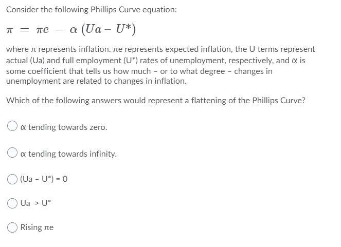 Solved Consider the following Phillips Curve equation: п= пе | Chegg.com