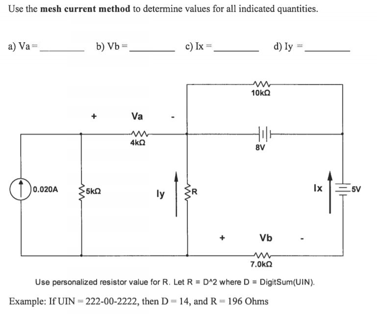 Solved Use the mesh current method to determine values for | Chegg.com