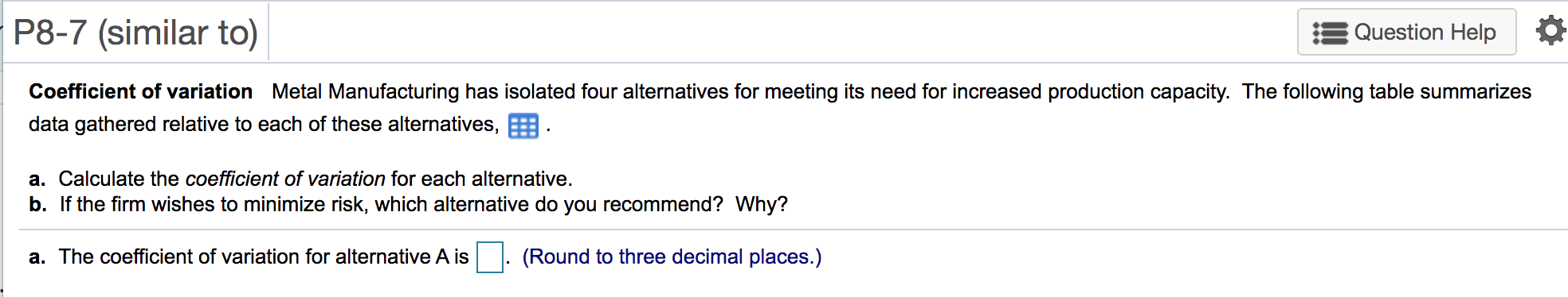 Solved P8-7 (similar to) Question Help o Coefficient of | Chegg.com
