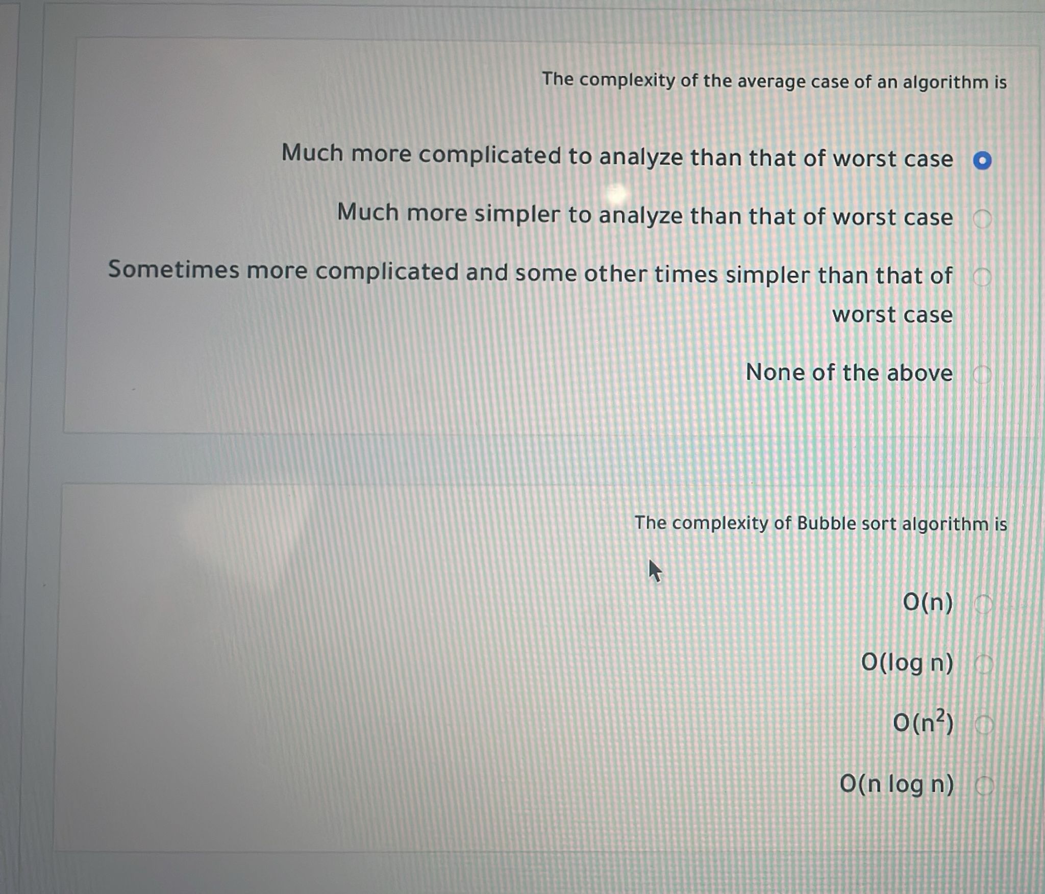 Solved The complexity of the average case of an algorithm | Chegg.com