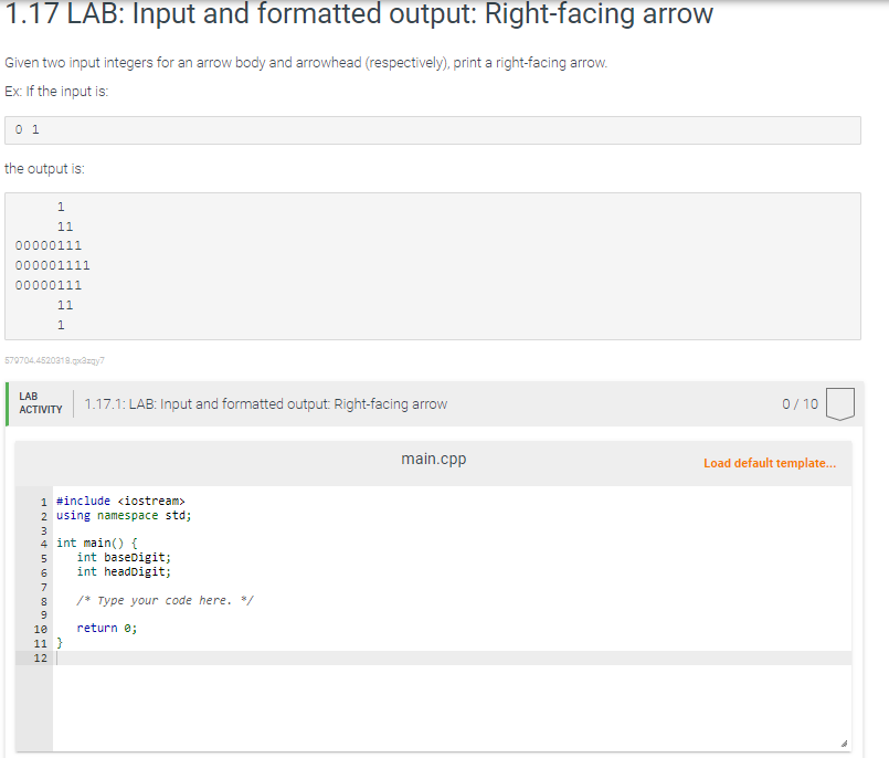 Solved C+++ 1.17 ﻿LAB: Input and formatted output: | Chegg.com