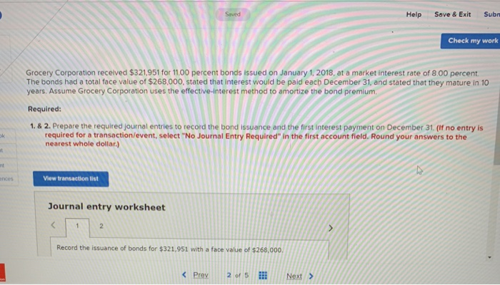 Solved Saved Help Save & Exit Subn Check my work Grocery | Chegg.com
