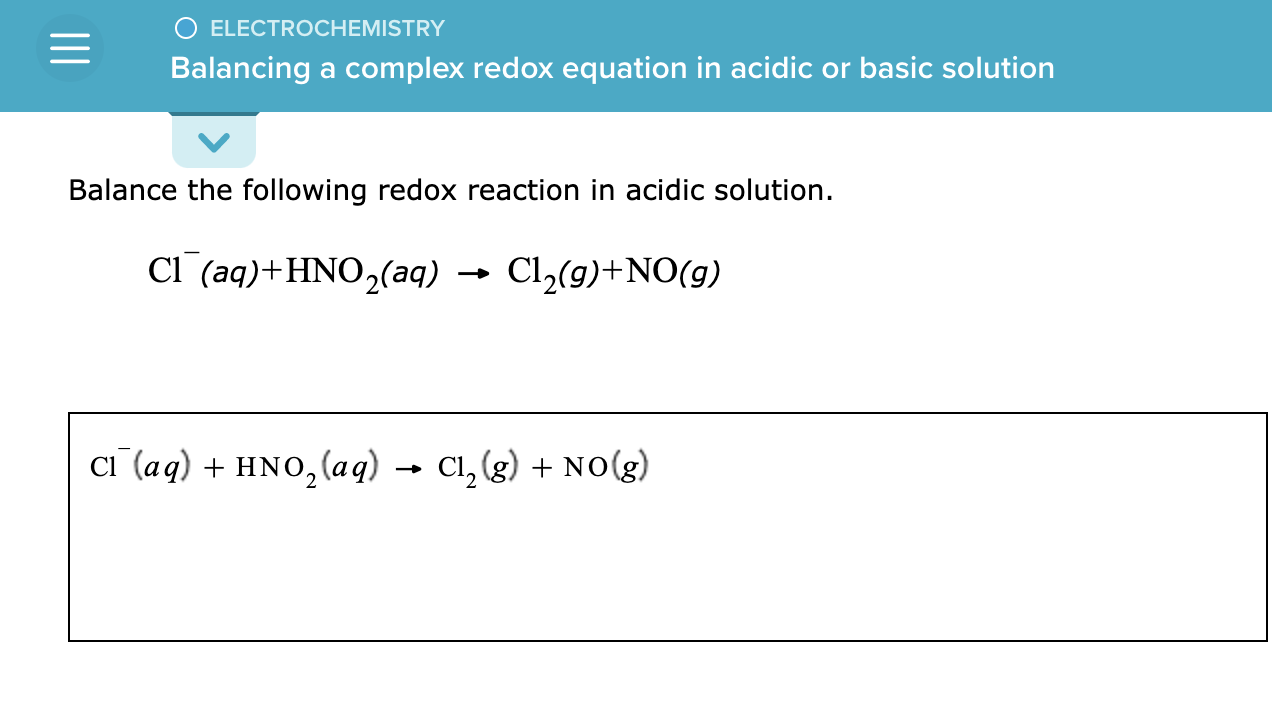 Solved O ELECTROCHEMISTRY Balancing a complex redox equation | Chegg.com