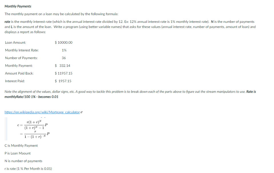 Solved Monthly Payments The monthly payment on a loan may be | Chegg.com