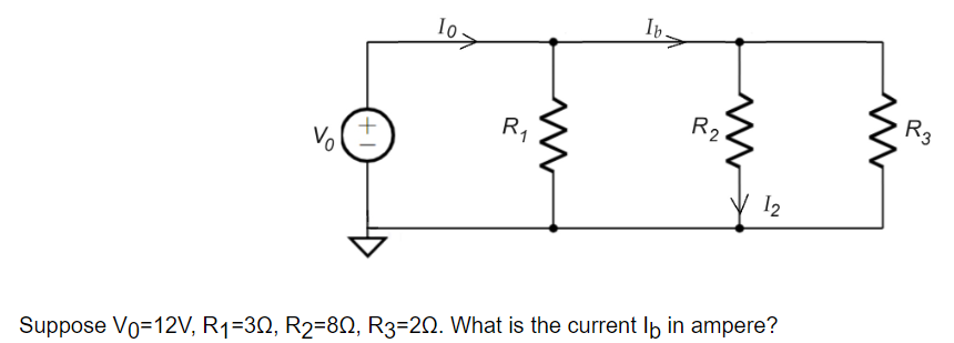 Solved Suppose V0=12V,R1=3Ω,R2=8Ω,R3=2Ω. ﻿What is the | Chegg.com