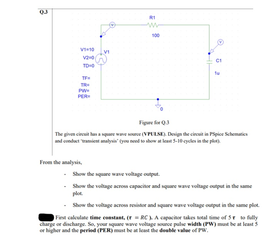 Solved Figure for Q.3 The given circuit has a square wave | Chegg.com