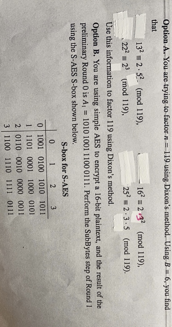 Option A. You are trying to factor n=119 using | Chegg.com