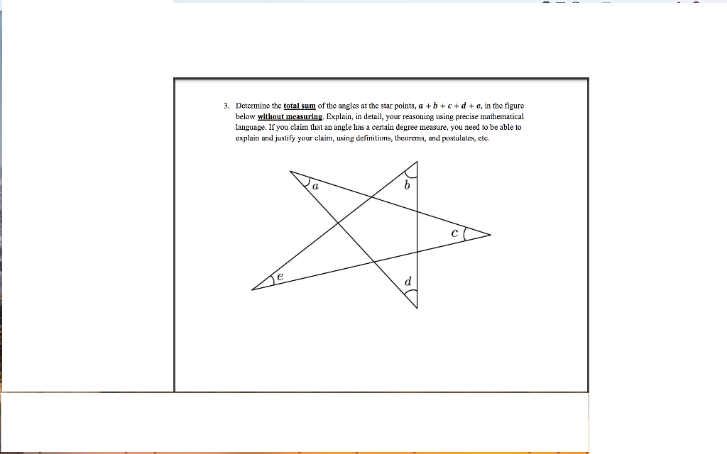 Solved 3. Determine the total sum of the angles at the star | Chegg.com