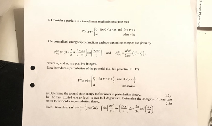 Solved . Consider a particle in a two-dimensional infinite | Chegg.com
