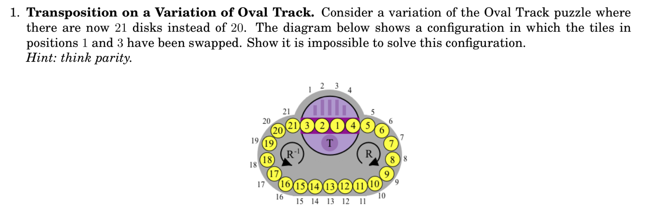1. Transposition on a Variation of Oval Track. | Chegg.com