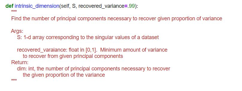 Solved def intrinsic_dimension(self, S, | Chegg.com