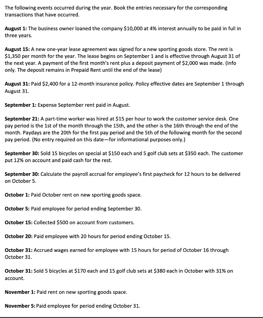 Solved The following events occurred during the year. Book | Chegg.com