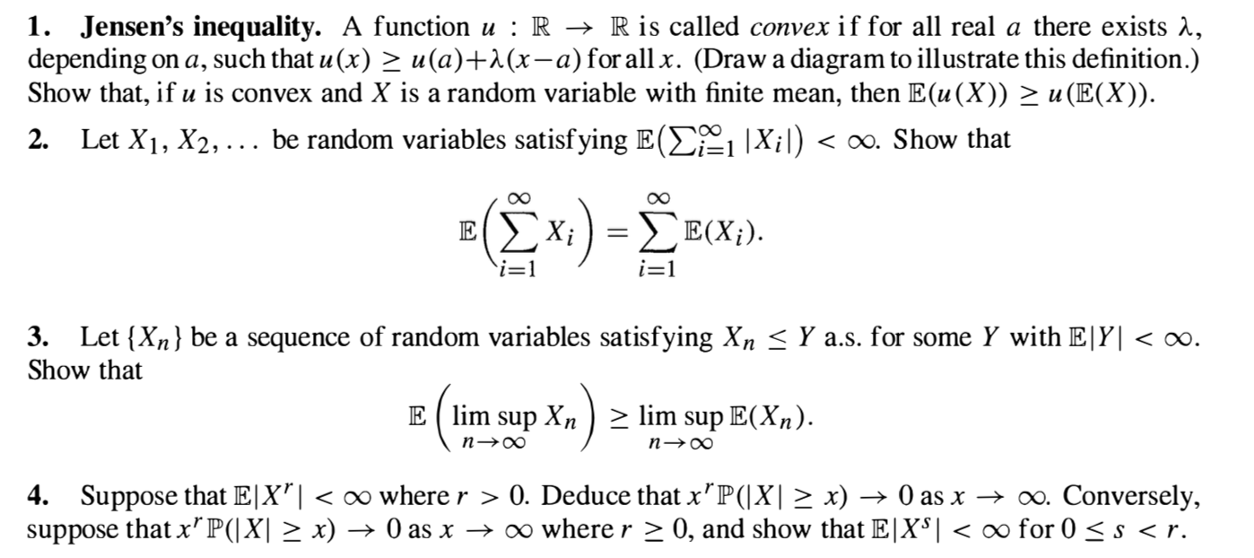 1. Jensen's inequality. A function u : R -» R is | Chegg.com
