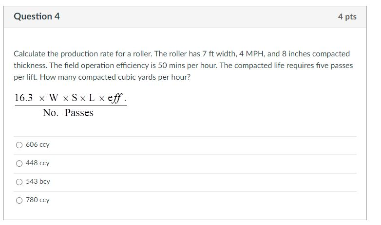 Solved Question 4 4 pts Calculate the production rate for a | Chegg.com